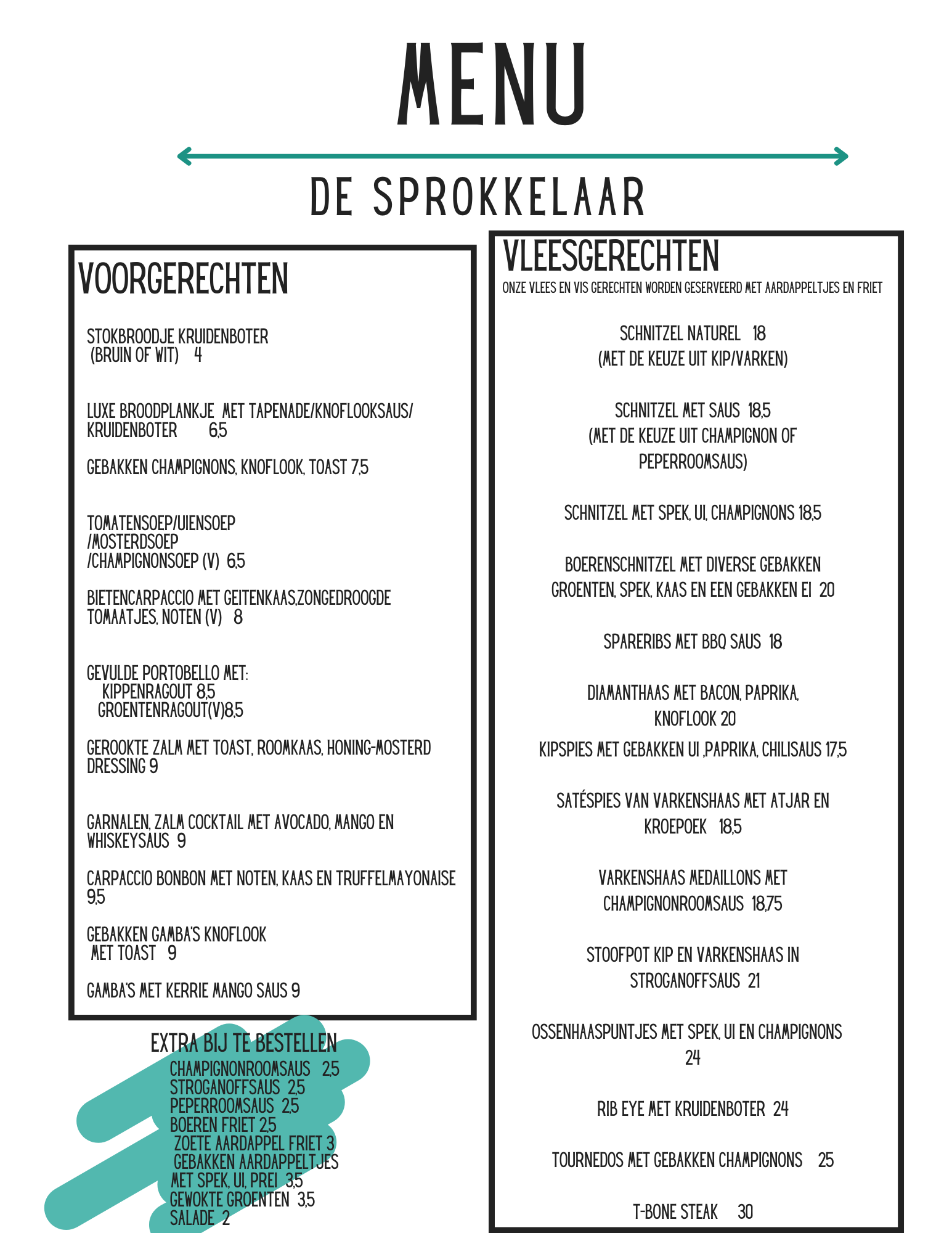 De Sprokkelaar - Ons Menu